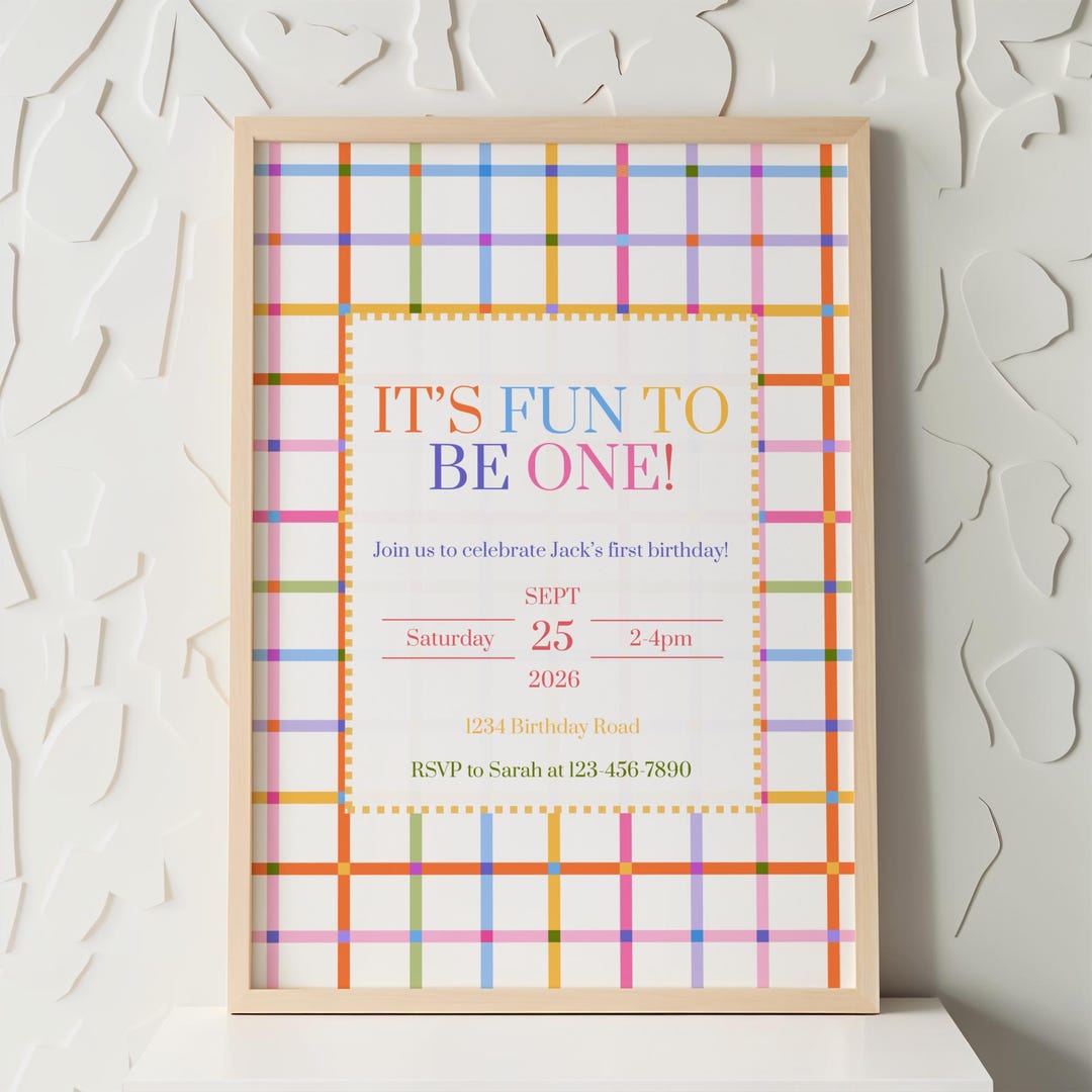 First Birthday Invitation: It’s Fun to Be One Editable Template Digital ...