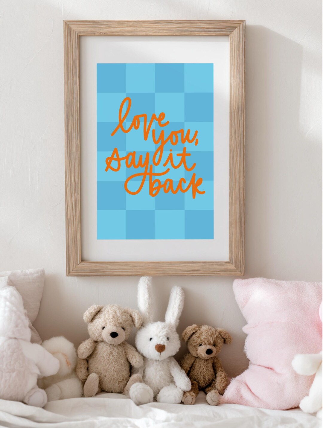 Love You Say It Back Art Print: Blue Checkered Printable (digital ...