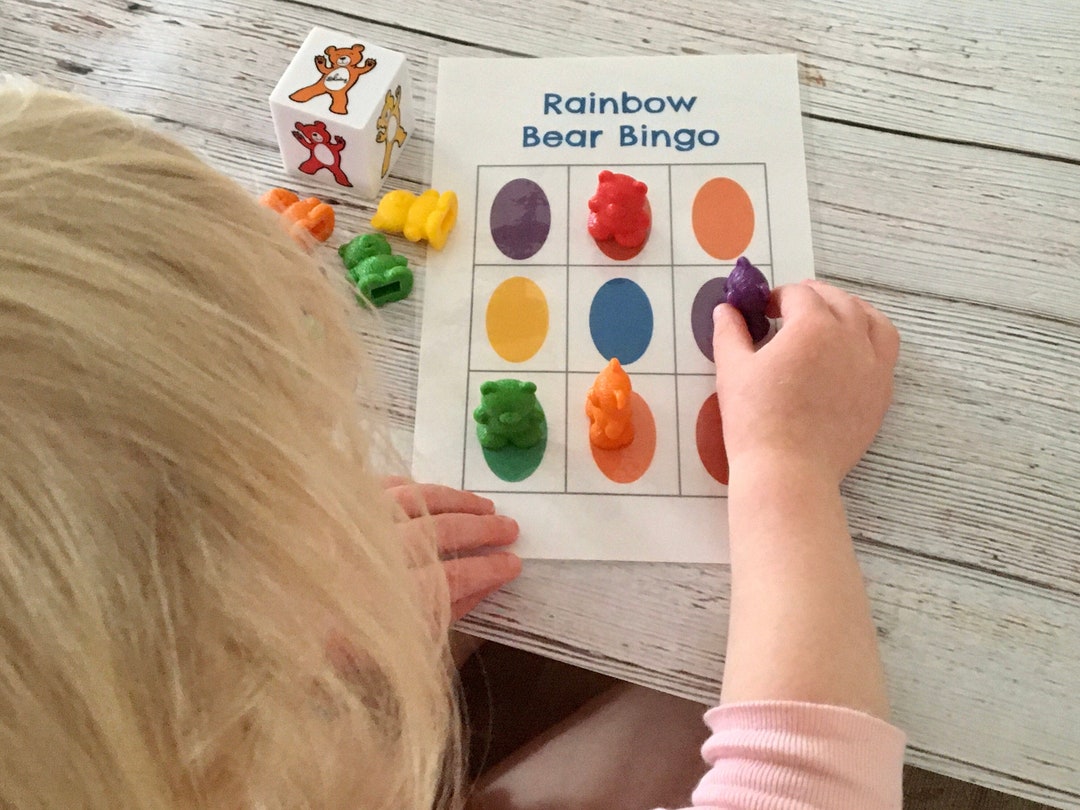Color Matching Printable Bingo Cards, Rainbow Counting Bear Activity ...