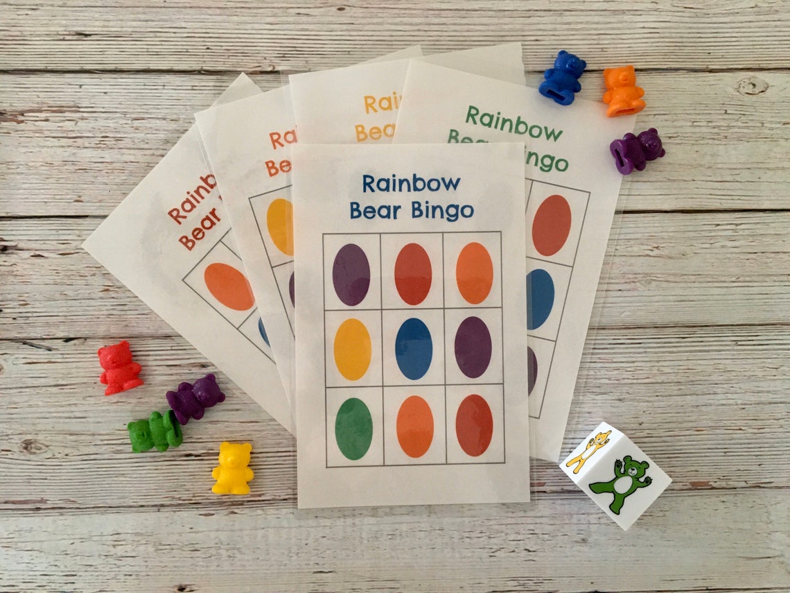 Color Matching Printable Bingo Cards, Rainbow Counting Bear Activity ...
