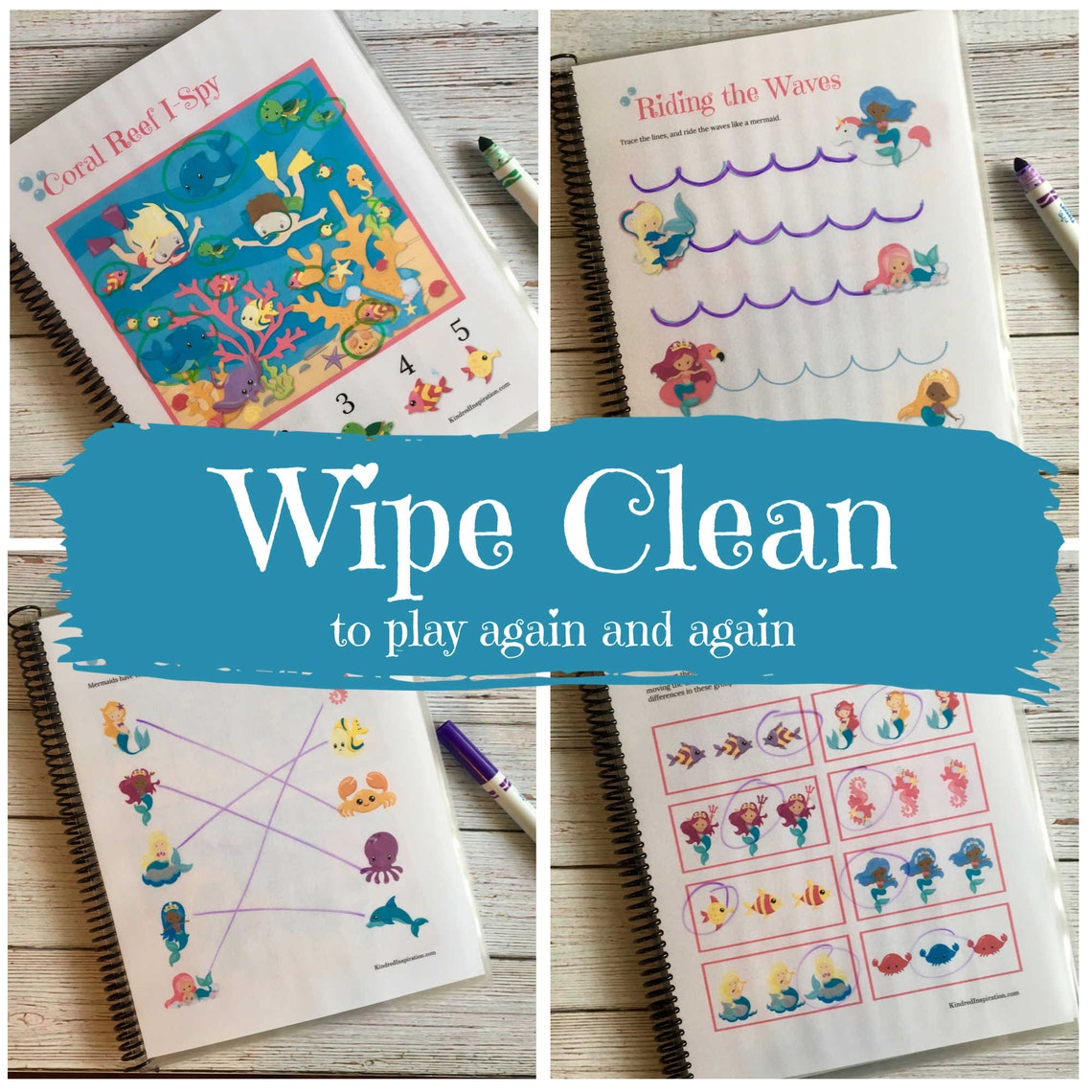 Mermaid Kids Printable Busy Book, Preschool Learning Binder, Toddler ...