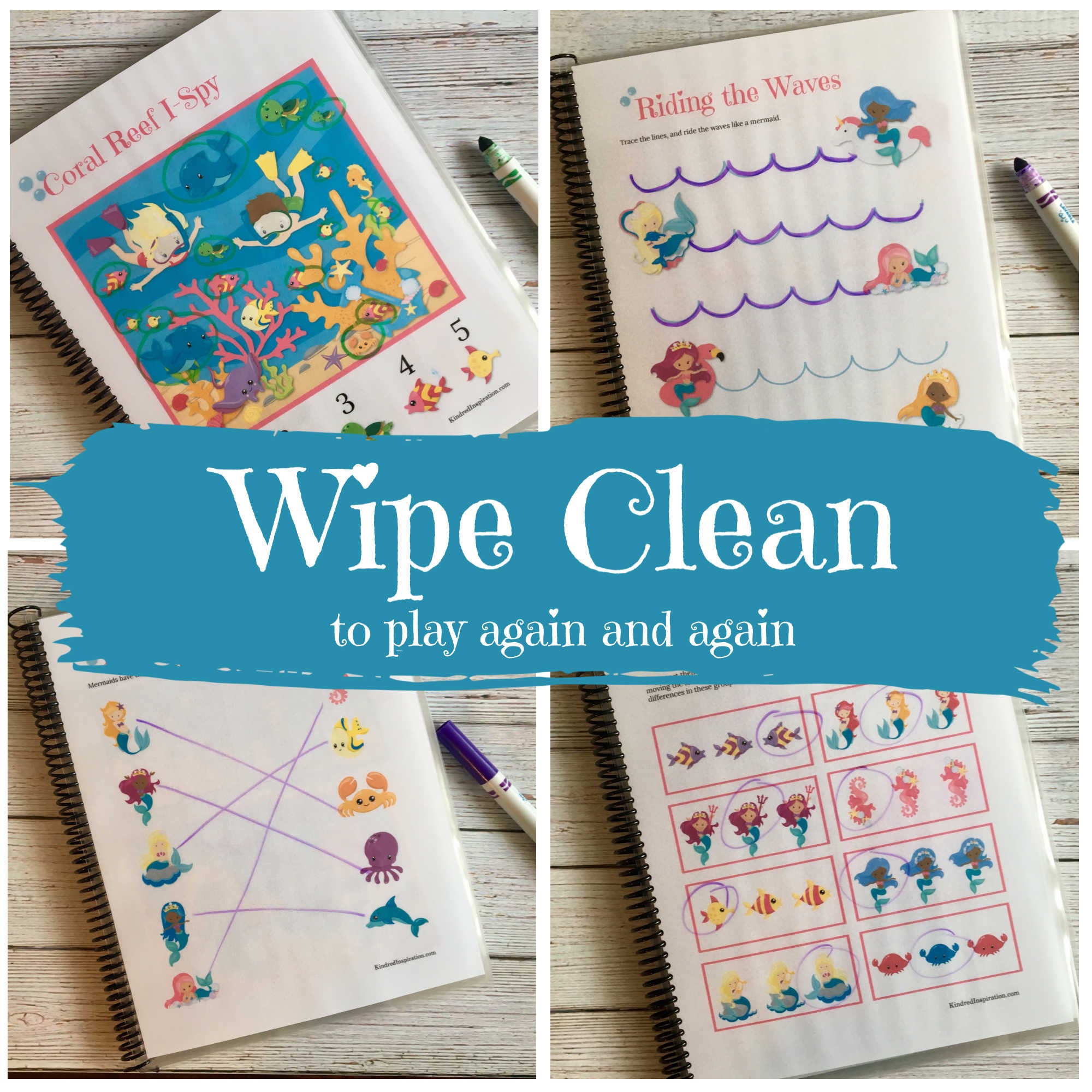 Mermaid Kids Printable Busy Book, Preschool Learning Binder, Toddler ...