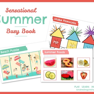 Summer Printable Busy Book, Preschool Quiet Book, Toddler Learning ...