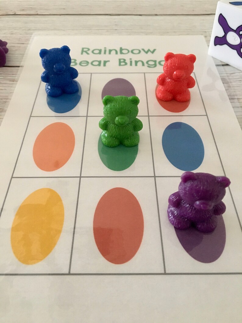 Color Matching Printable Bingo Cards, Rainbow Counting Bear Activity ...