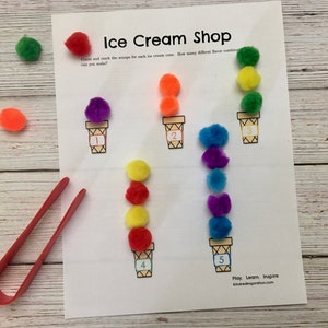 Pom Pom Printable, DIY Kids Kit, Activity Mats, Pre-k Learning Binder ...