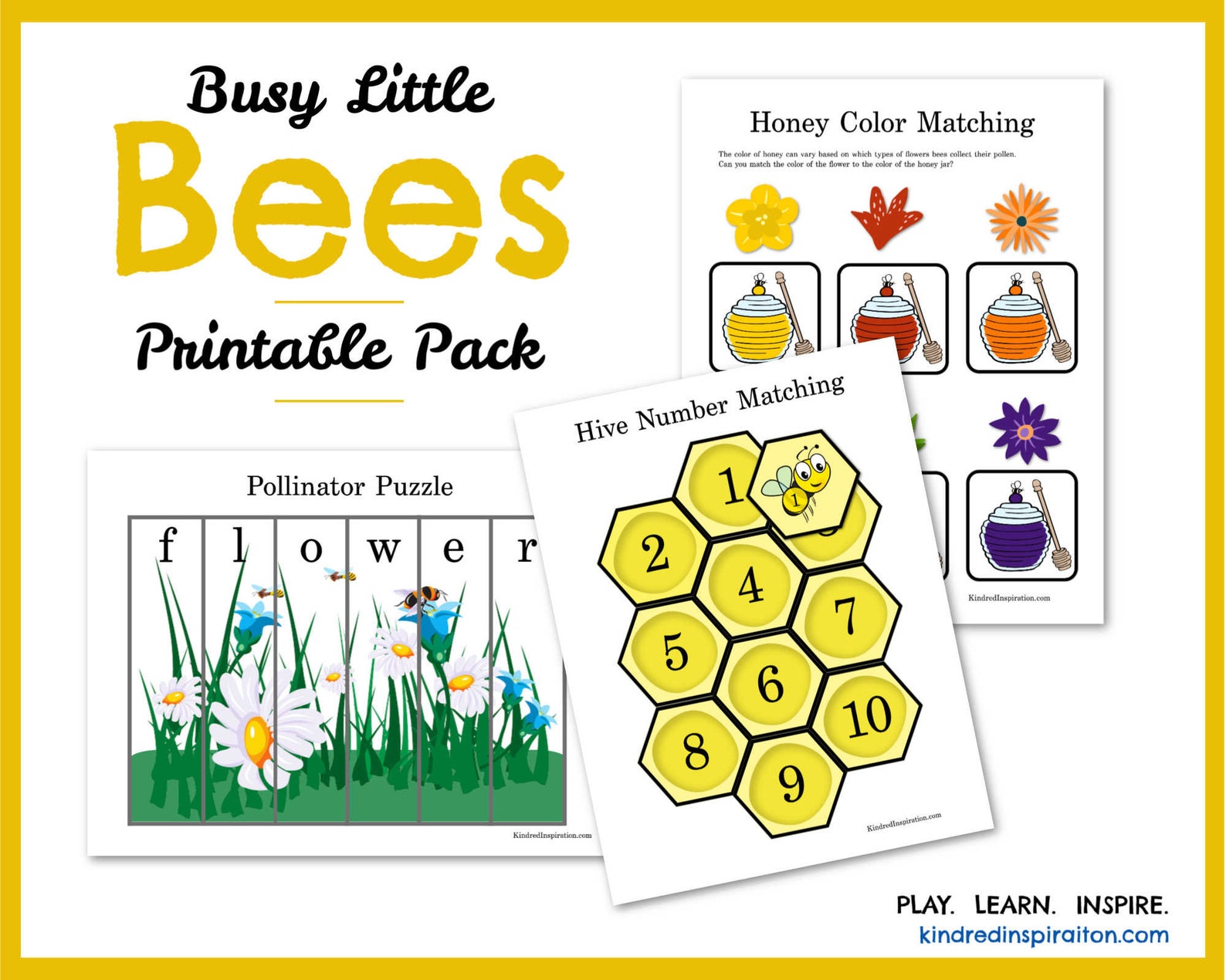 Learning Pack: Busy Bees, Toddler Busy Book, Printable Quiet Book ...