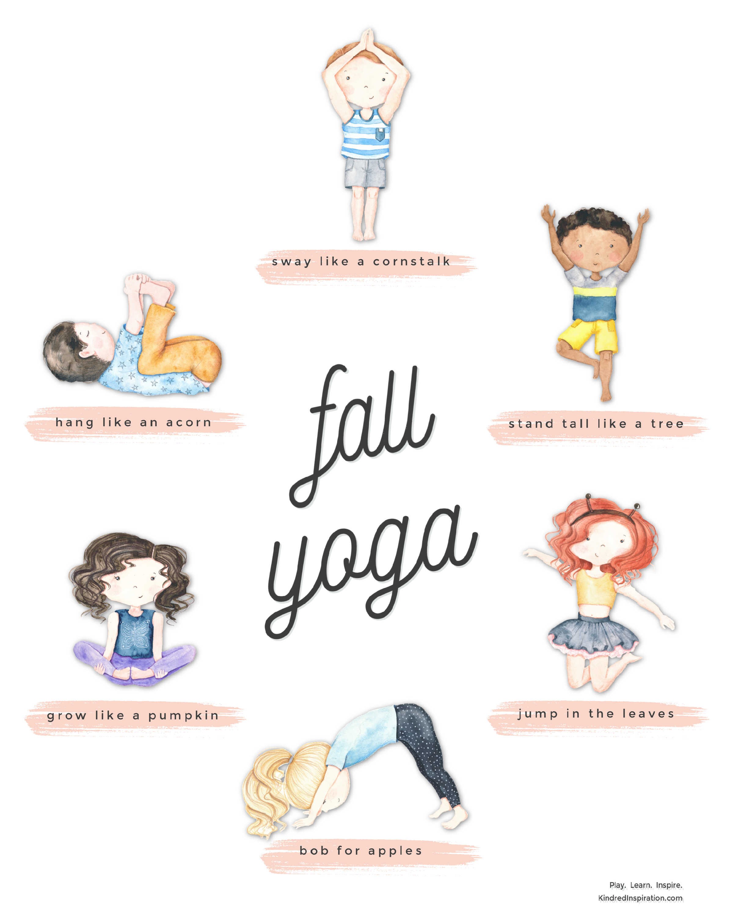 Fall Wall Art Yoga Printable Kids Poster Autumn Room Decor - Etsy