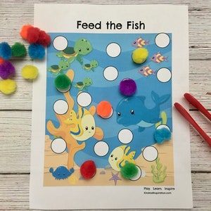 Pom Pom Printable, DIY Kids Kit, Activity Mats, Pre-k Learning Binder ...