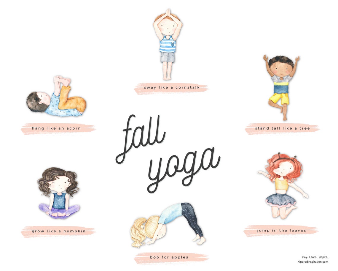 Fall Wall Art Yoga Printable Kids Poster Autumn Room Decor - Etsy