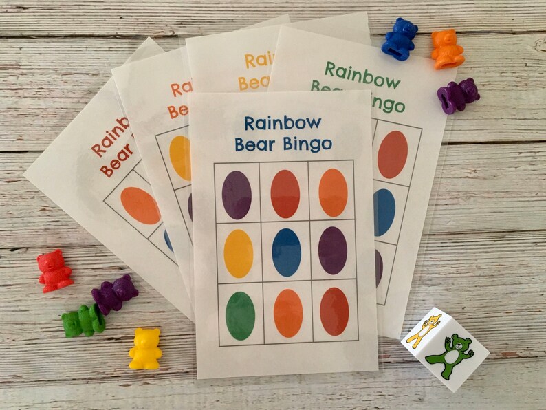 Color Matching Printable Bingo Cards, Rainbow Counting Bear Activity ...