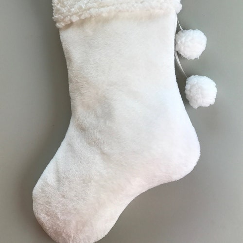 All White Christmas Stocking Velvety Plush All White Holiday - Etsy