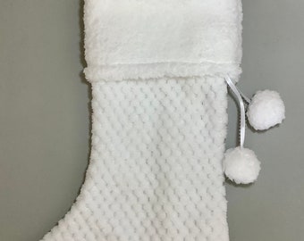 All White Christmas Stocking | Velvety Plush All White Holiday Stocking ...