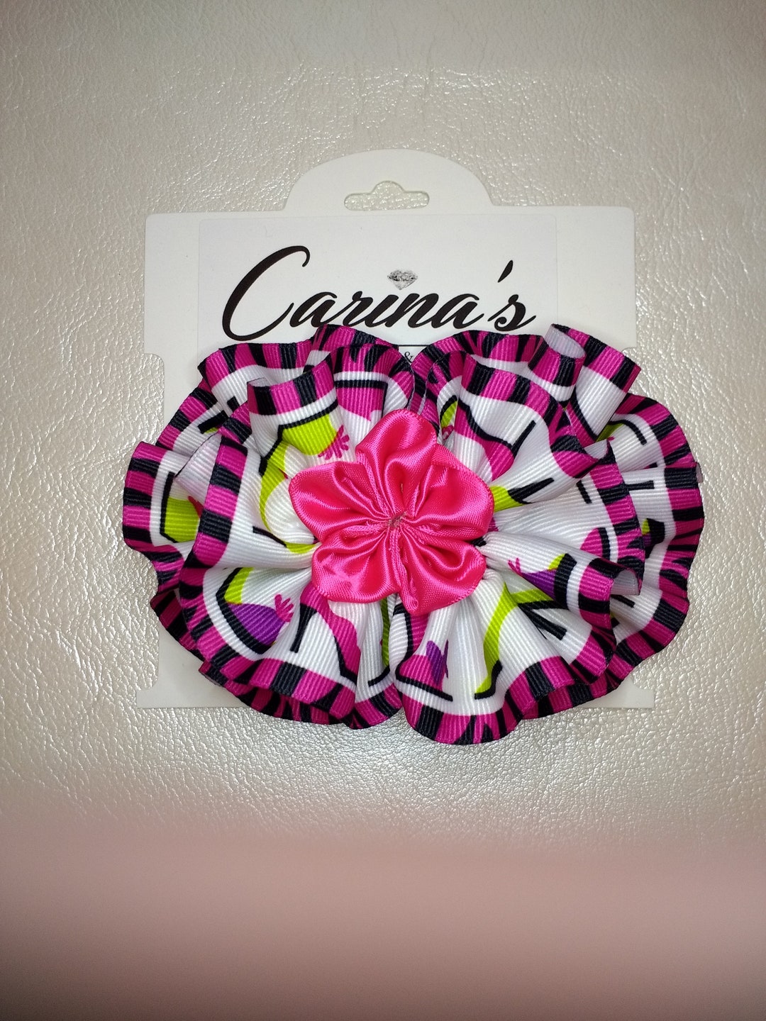Ruffle Hairbow, Pink Ruffle Hairbow, Shoe Ruffle Hairbow, Hot Pink ...