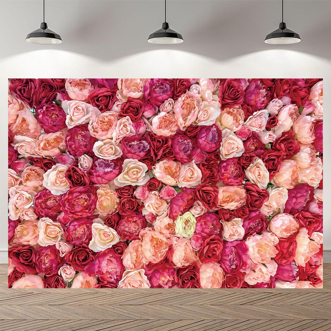 Red Rose Floral Photo Backdrop Bridal Showe Backdrop Flowers Wall ...