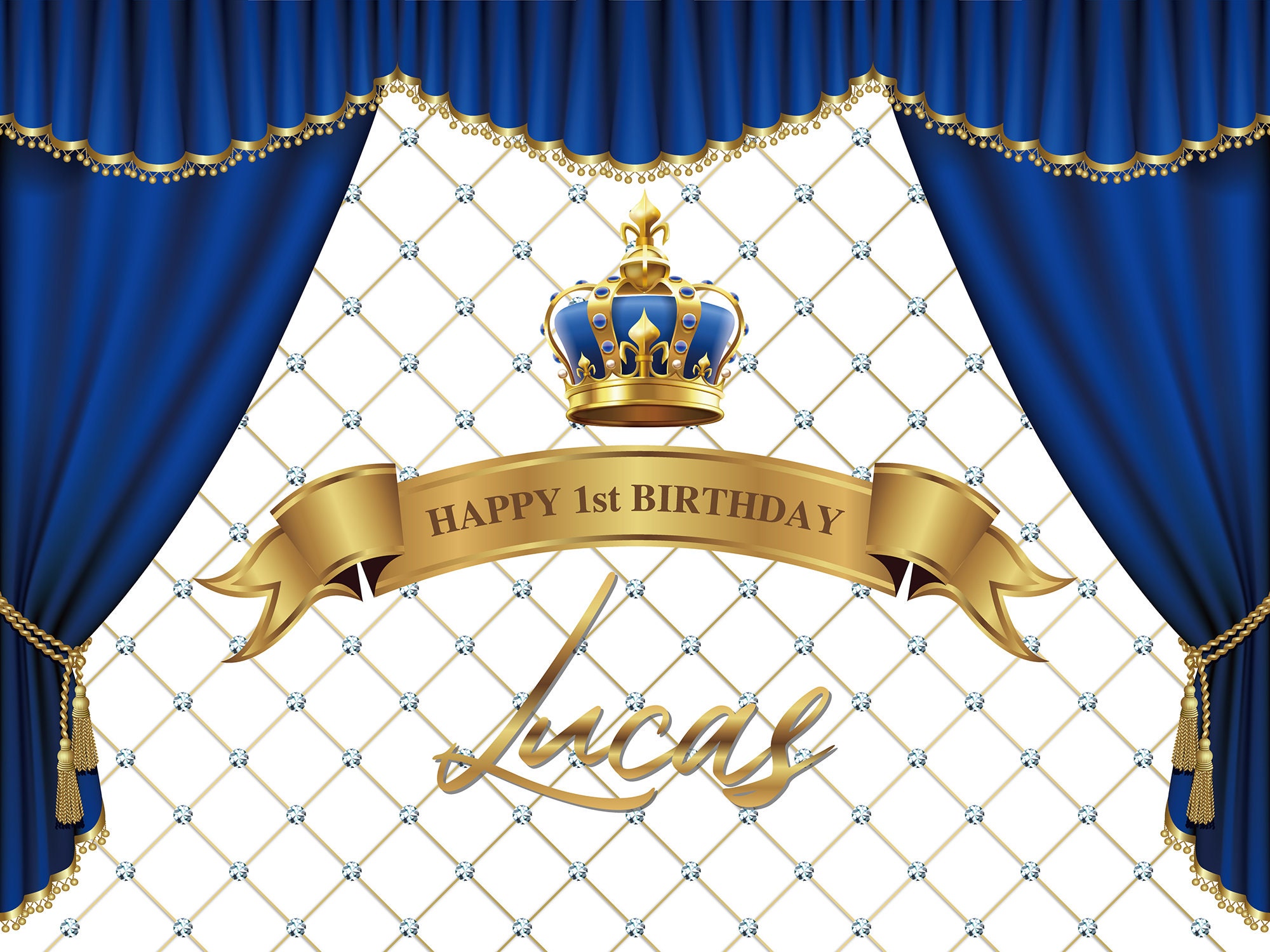 Royal Blue Crown and Gold Prince Backdrop Birthday Backdrop - Etsy