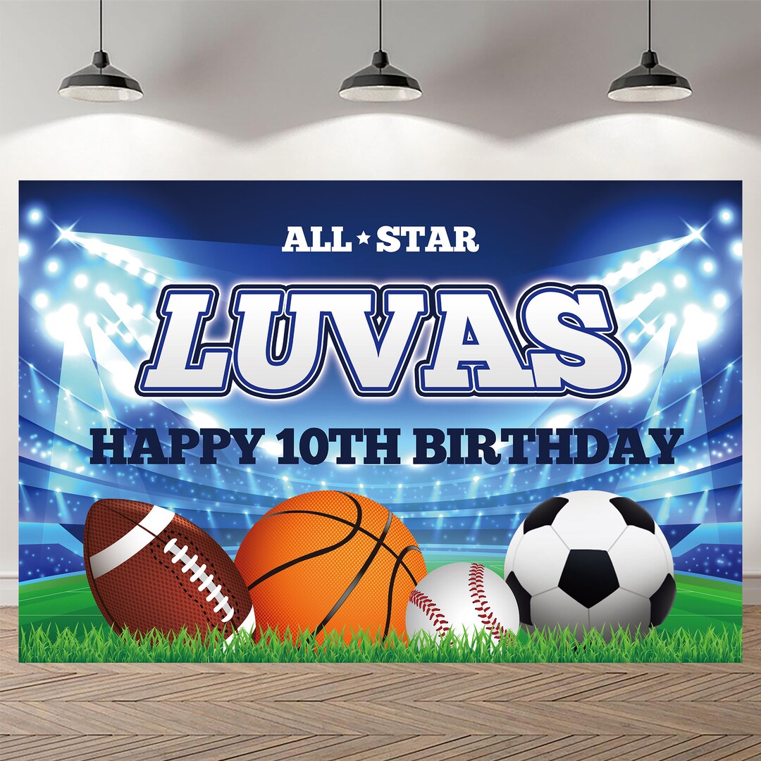 All Star Birthday Party Backdrop Baby Shower Photography Boys Custom ...