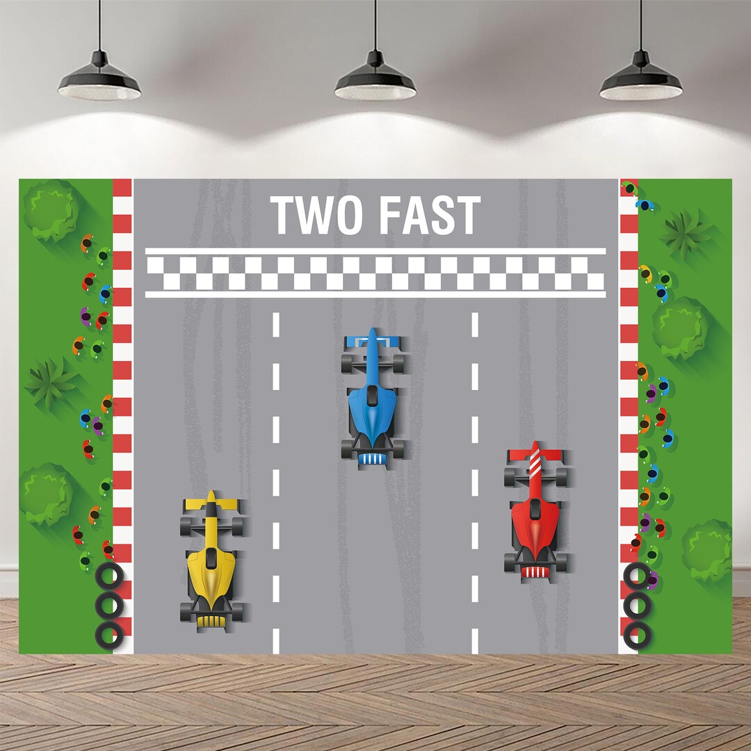 Racing Car Two Fast Birthday Backdrop Baby Shower Photography Boys ...