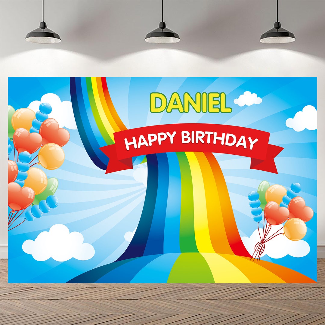 Rainbow Birthday Backdrop Baby Shower Photography Boys Girls Custom ...