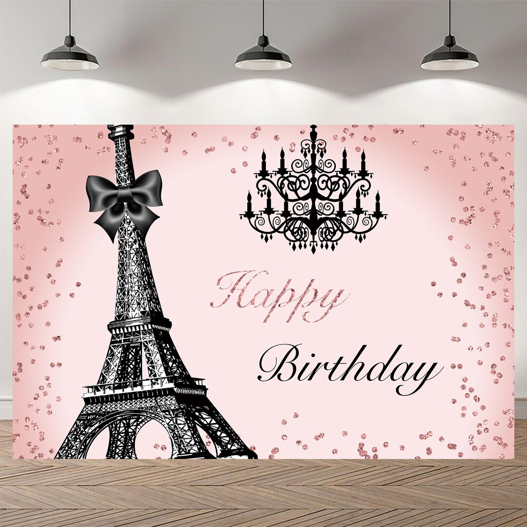 Pink Eiffel Tower Paris Photo Booth Birthday Backdrop Baby Shower ...