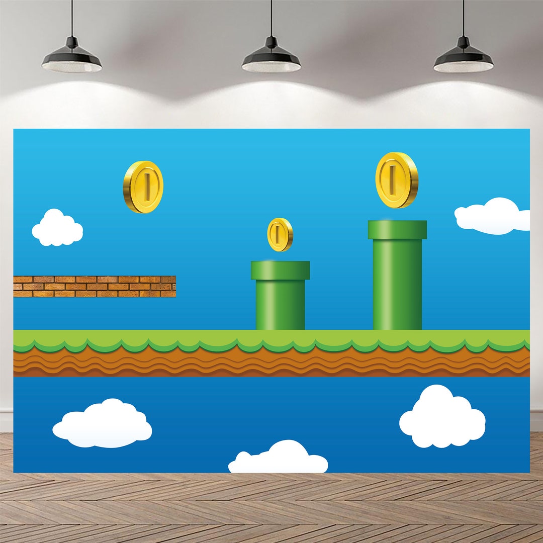 Game Birthday Backdrop Photography Kid Party Custom Videogames ...