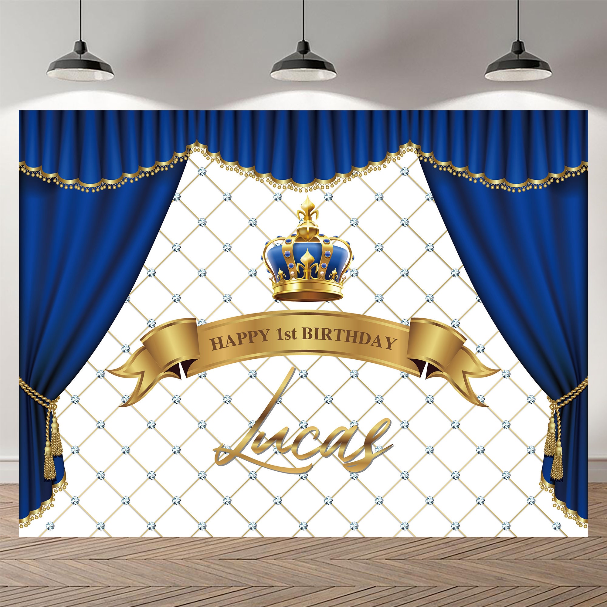 Royal Blue Crown and Gold Prince Backdrop Birthday Backdrop - Etsy