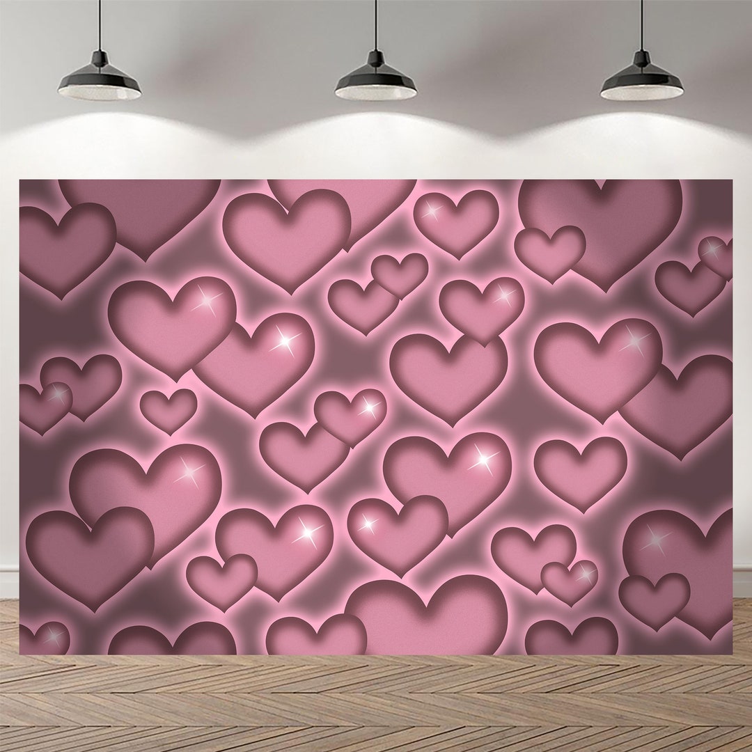 Pink Hearts Early 2000s Photography Backdrop Romantic Valentines Day 80 ...