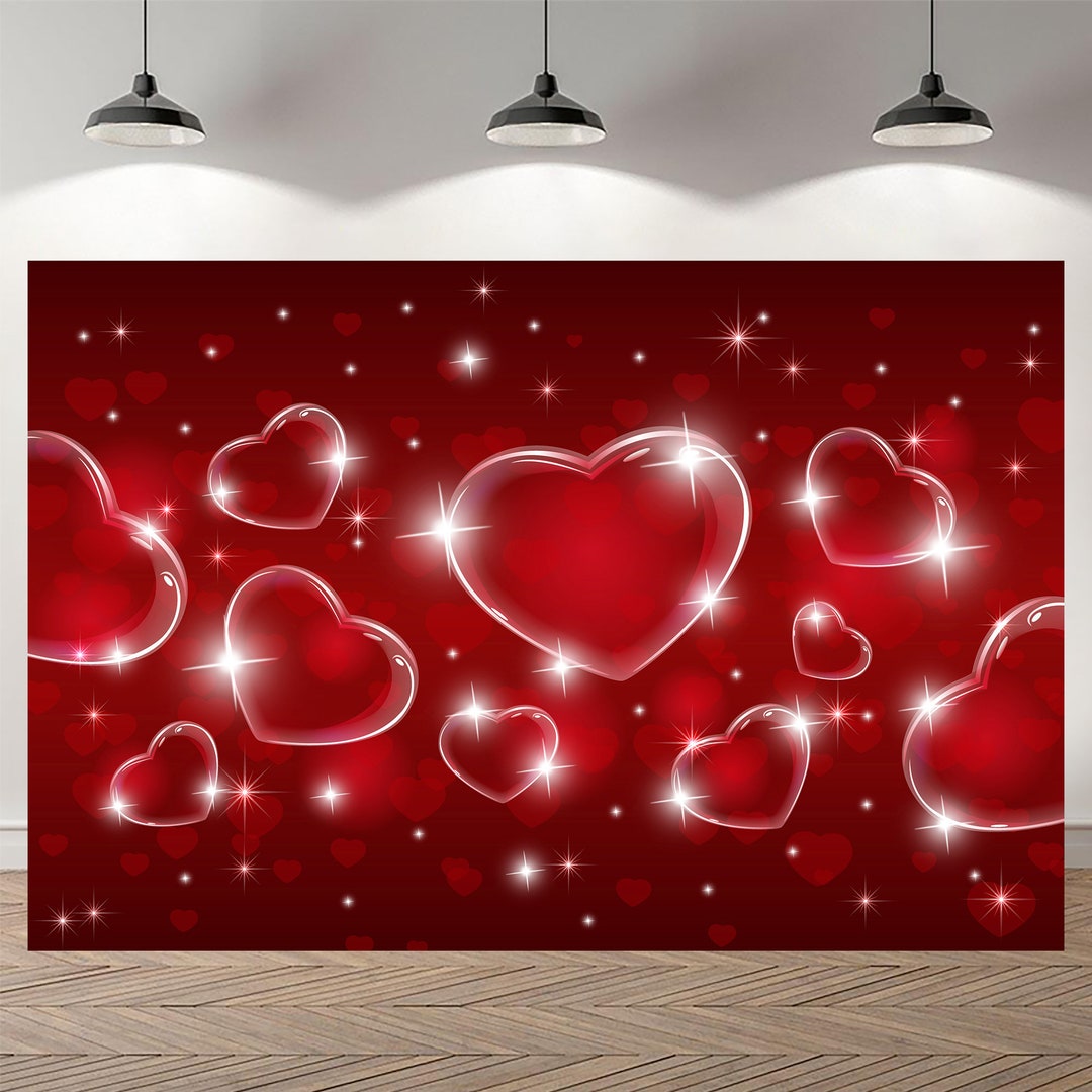 Red Hearts Early 2000s Photography Backdrop Romantic Valentines Day 80 ...