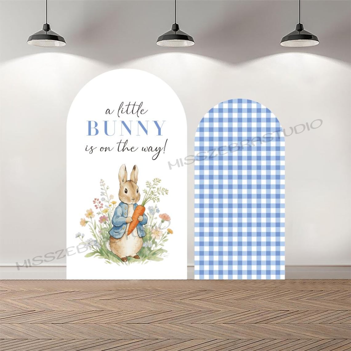 Custom Double-sided Arch Cover: Bunny Baby Shower Photography Backdrop ...