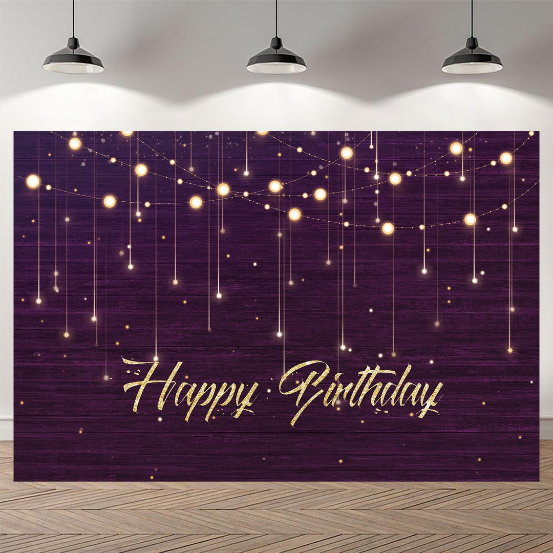 Gold Purple Glitter Sparkle Backdrop Decor Banner Vinyl Photo Booth ...