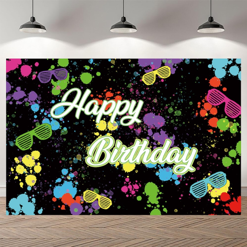 Neon Birthday Backdrop - Etsy