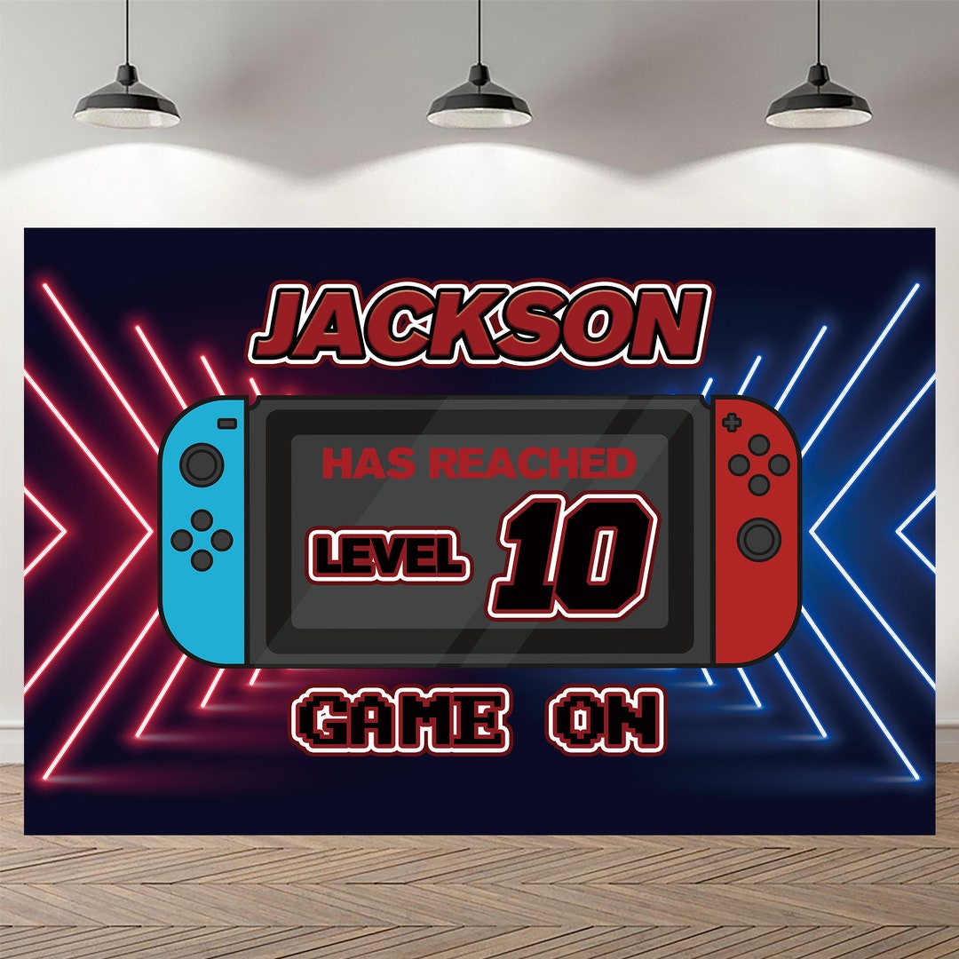 Video Game Birthday Backdrop Photography Kid Party Custom Gaming ...