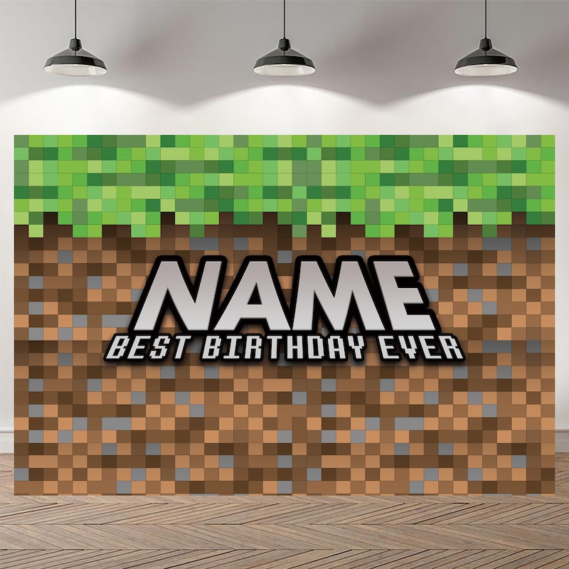 Mincraft Birthday Backdrop - Etsy