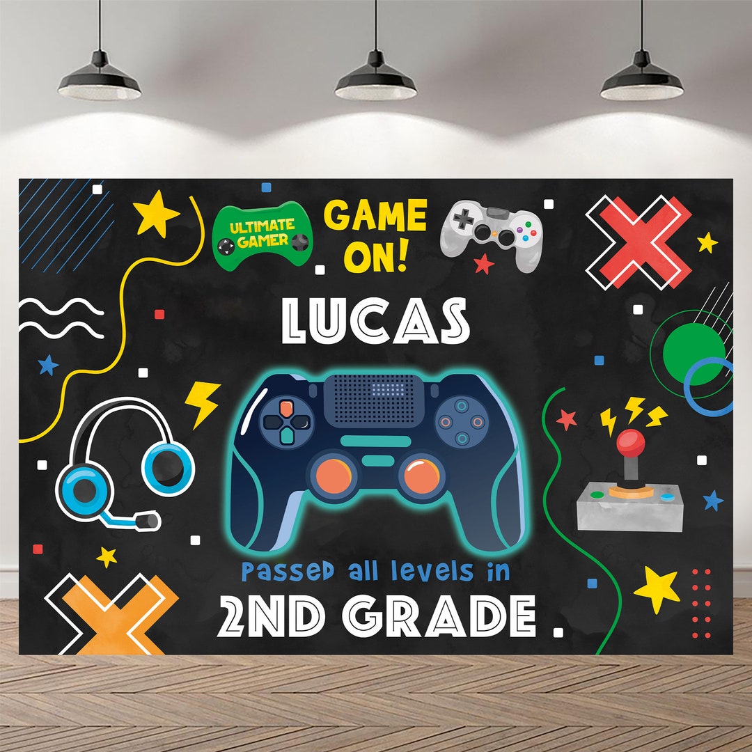 Video Game Birthday Backdrop Photography Kid Party Custom Gaming ...