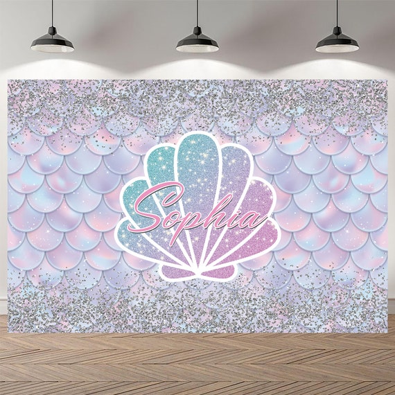 Mermaid Birthday Party Backdrop Shell Scale Photography Girls - Etsy