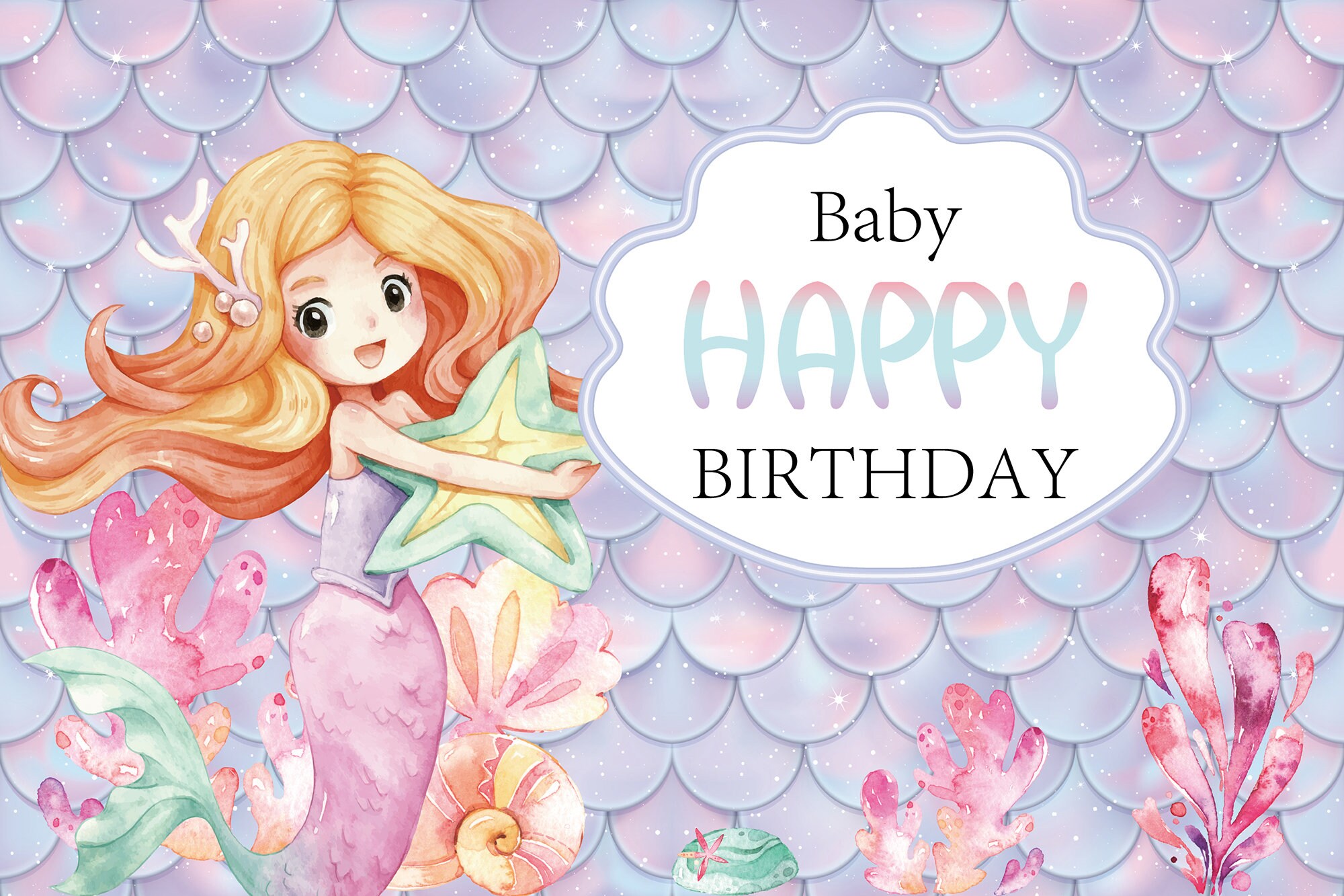 Mermaid Birthday Party Backdrop Under the Sea Scales Baby Girl - Etsy