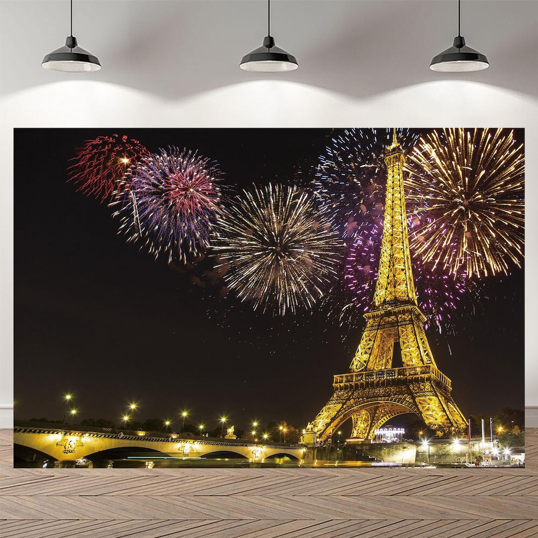 Eiffel Tower Fireworks Backdrop | Paris Night View Photo Booth - Etsy