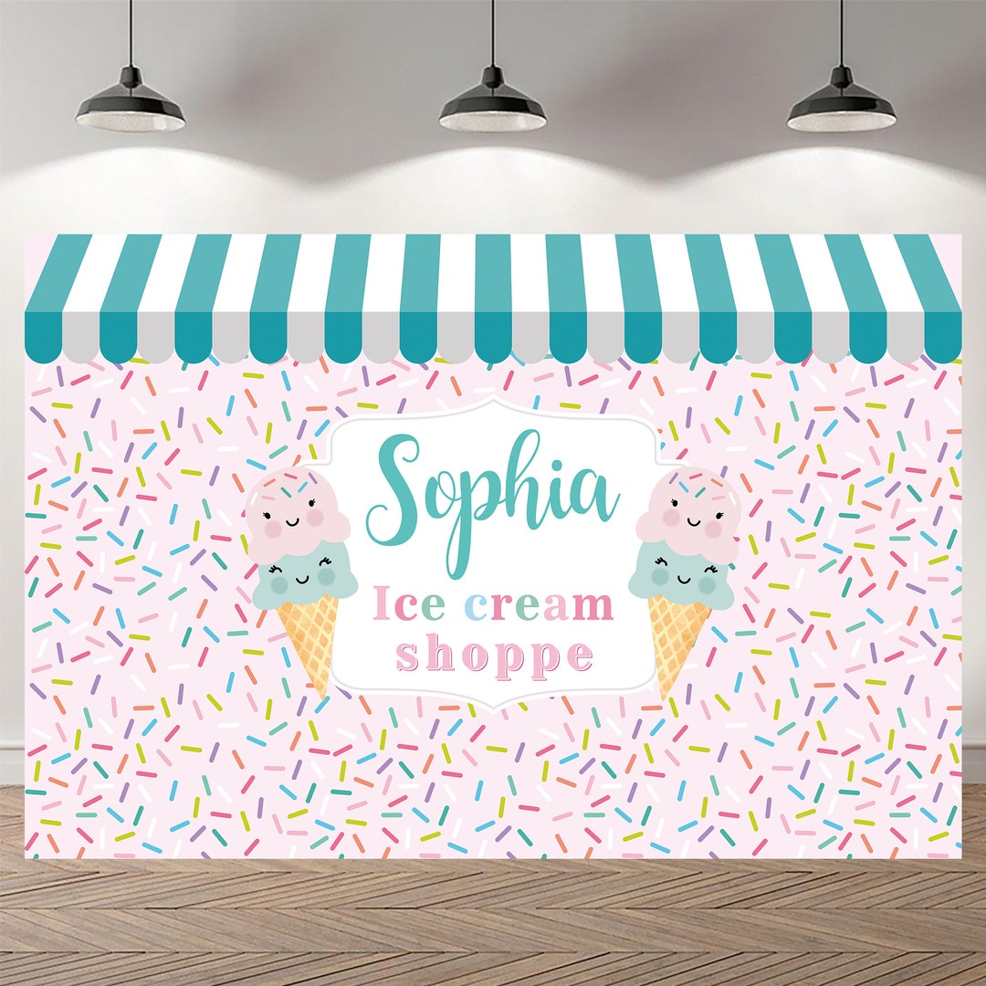 Ice Cream Photo Backdrop Ice Cream Sprinkles Party Backdrop Baby Shower ...