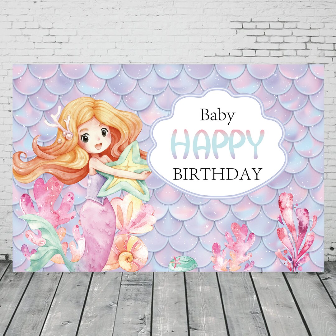 Mermaid Birthday Party Backdrop Under the Sea Scales Baby Girl - Etsy ...