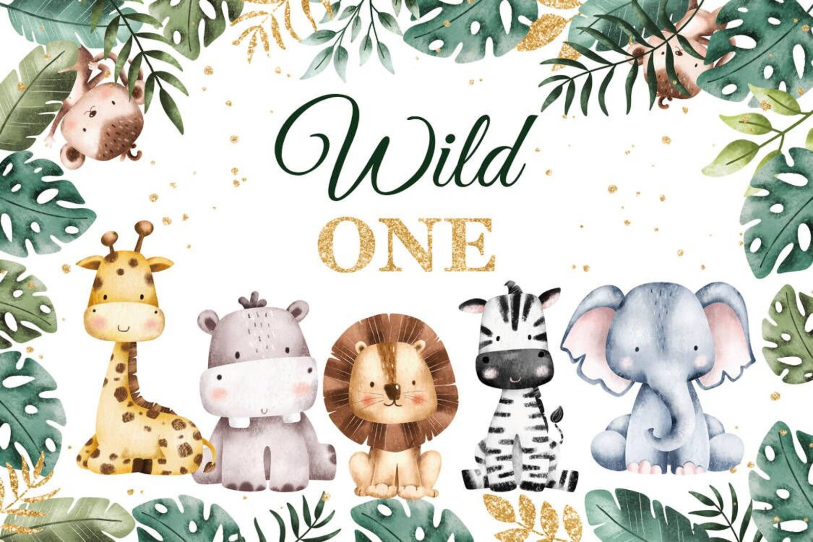 Wild One First Birthday Party Backdrop Photography Custom Baby Shower ...