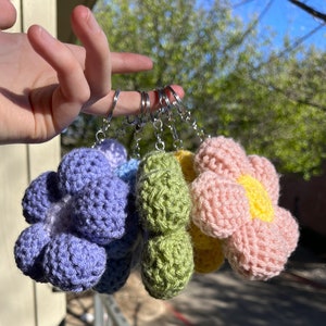 Puff Crochet Flower Keychain/ Bag Accessory - Etsy