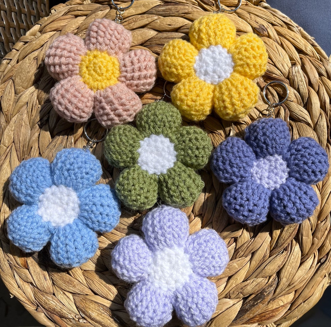 Puff Crochet Flower Keychain/ Bag Accessory - Etsy