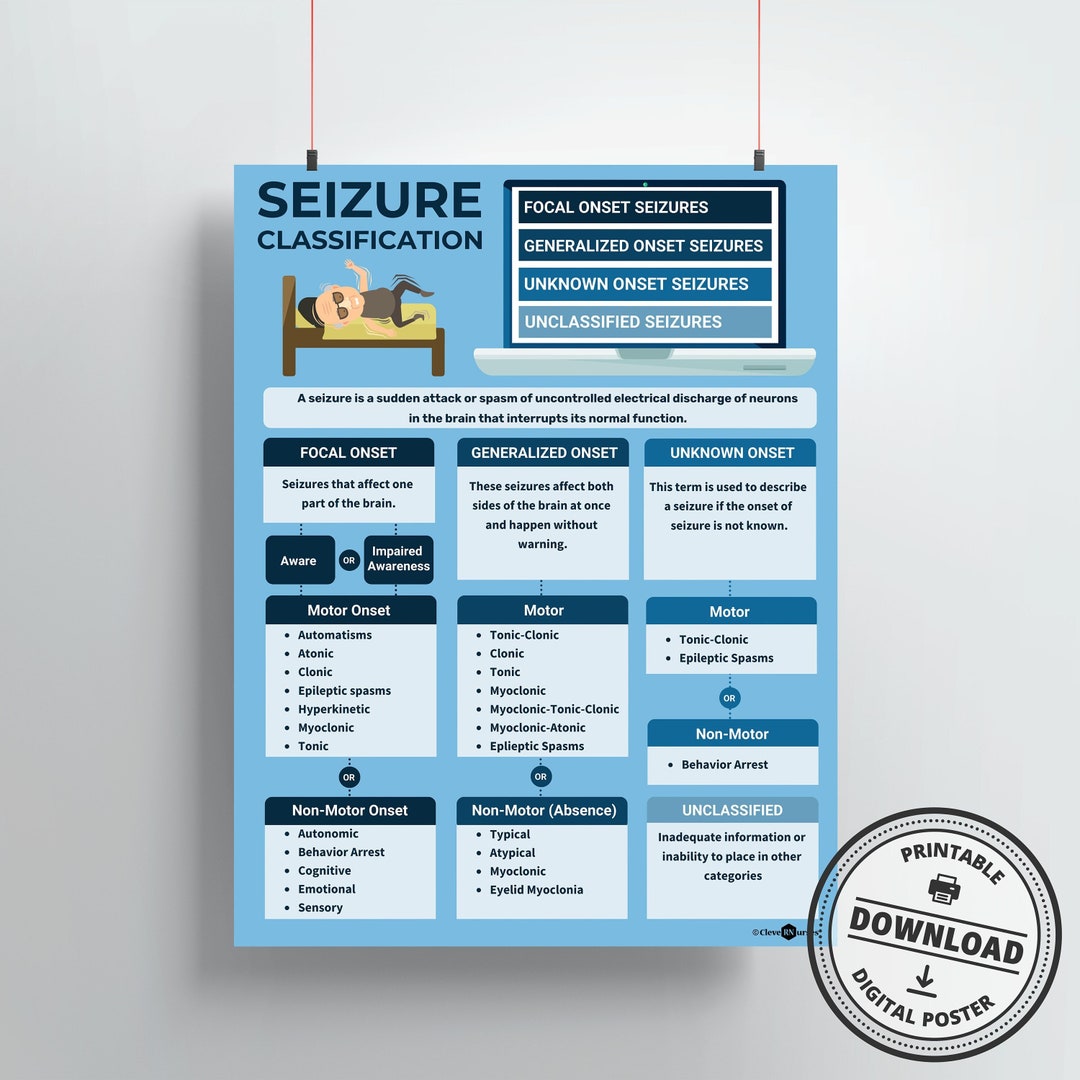 Seizure Classification Print | DIGITAL DOWNLOAD | Neurology Gift ...