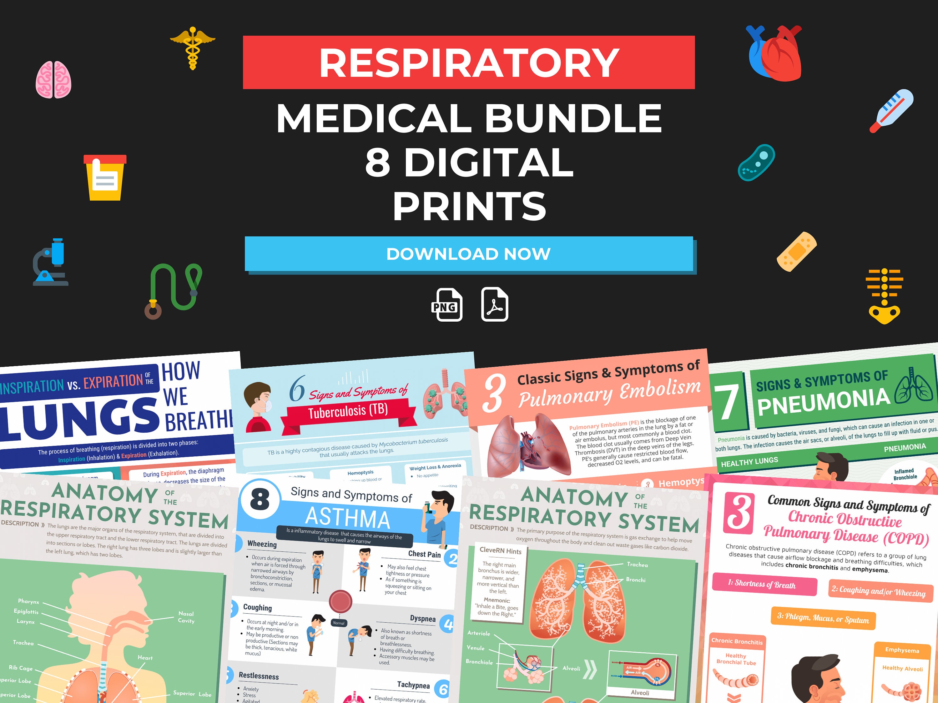 Respiratory Medical Bundle Prints | DIGITAL DOWNLOAD | Pulmonologist ...