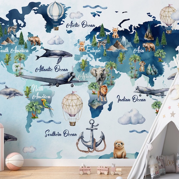 Global Map Wallpaper - Etsy