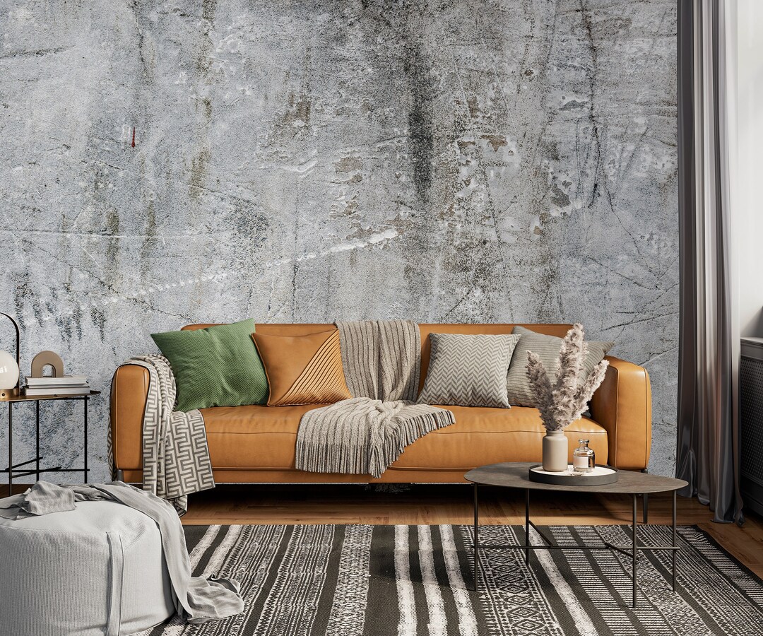 Gray Urban Concrete Mural, Industrial Wall Decor, Removable Wallpaper ...
