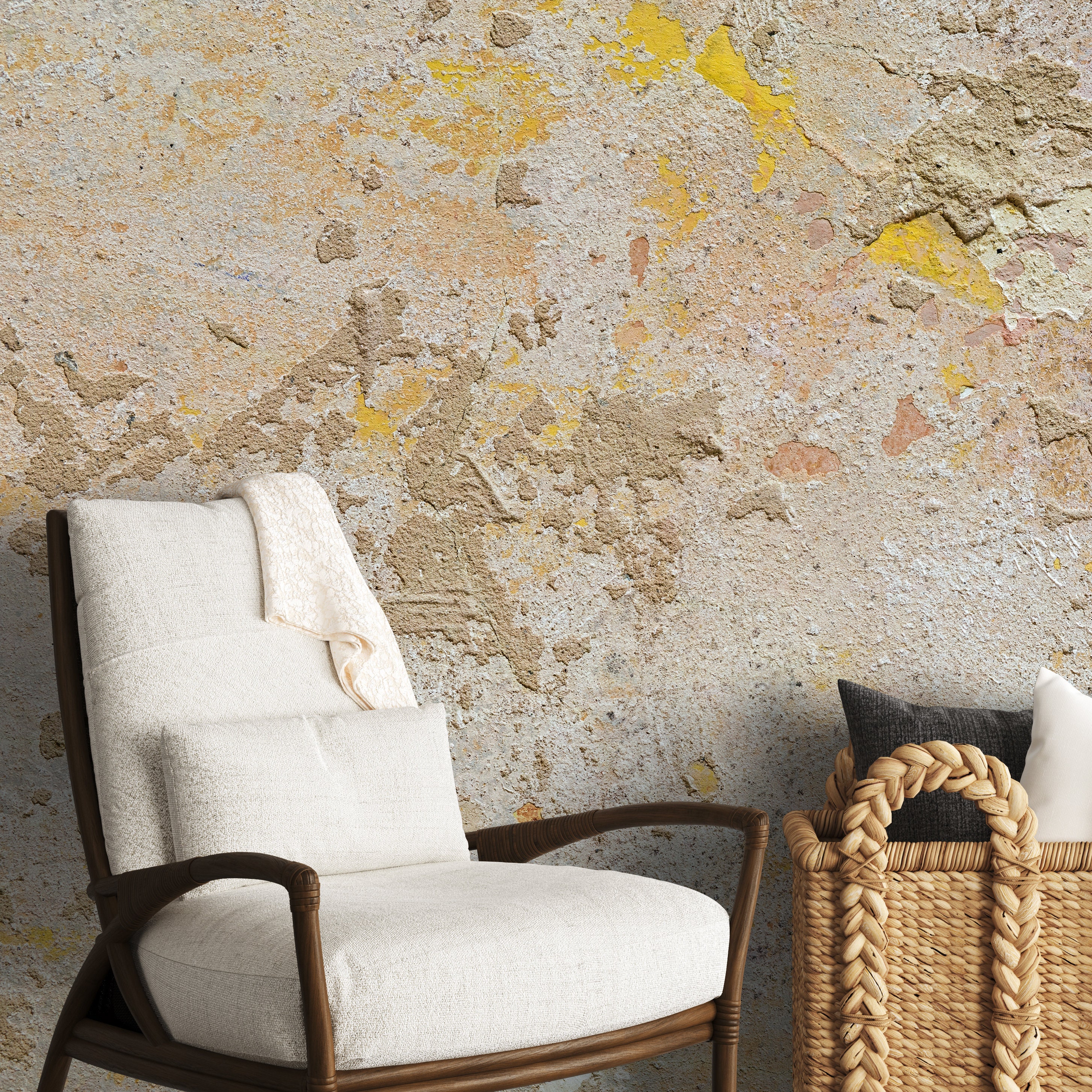 Rustic Concrete Removable Wallpaper, Beige Stone Texture - Etsy