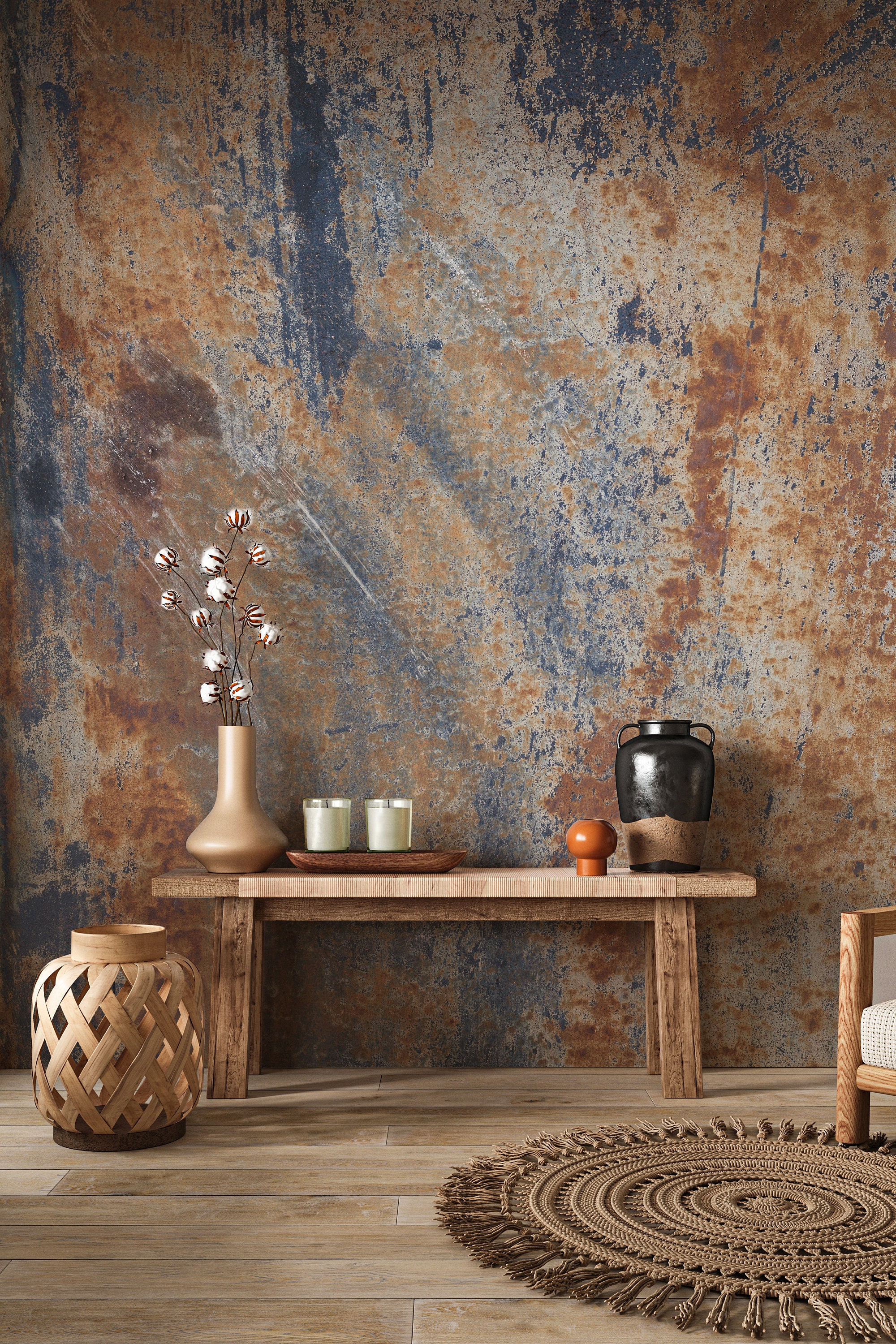 Rustic Brown Metal Texture Wallpaper, Industrial Peel and Stick Decor ...