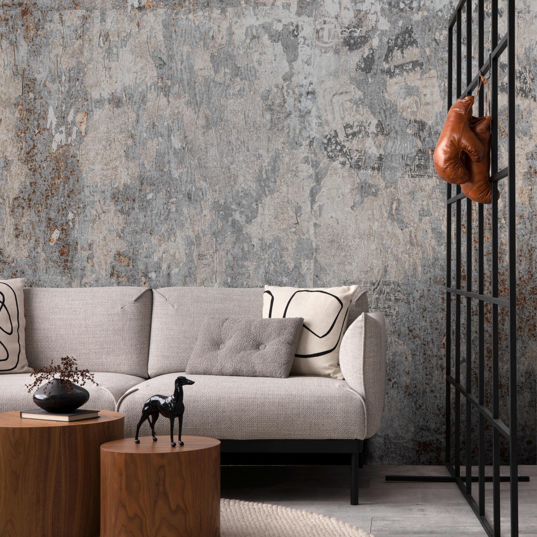 Gray Rustic Concrete, Industrial Wall Mural, Removable Wallpaper ...