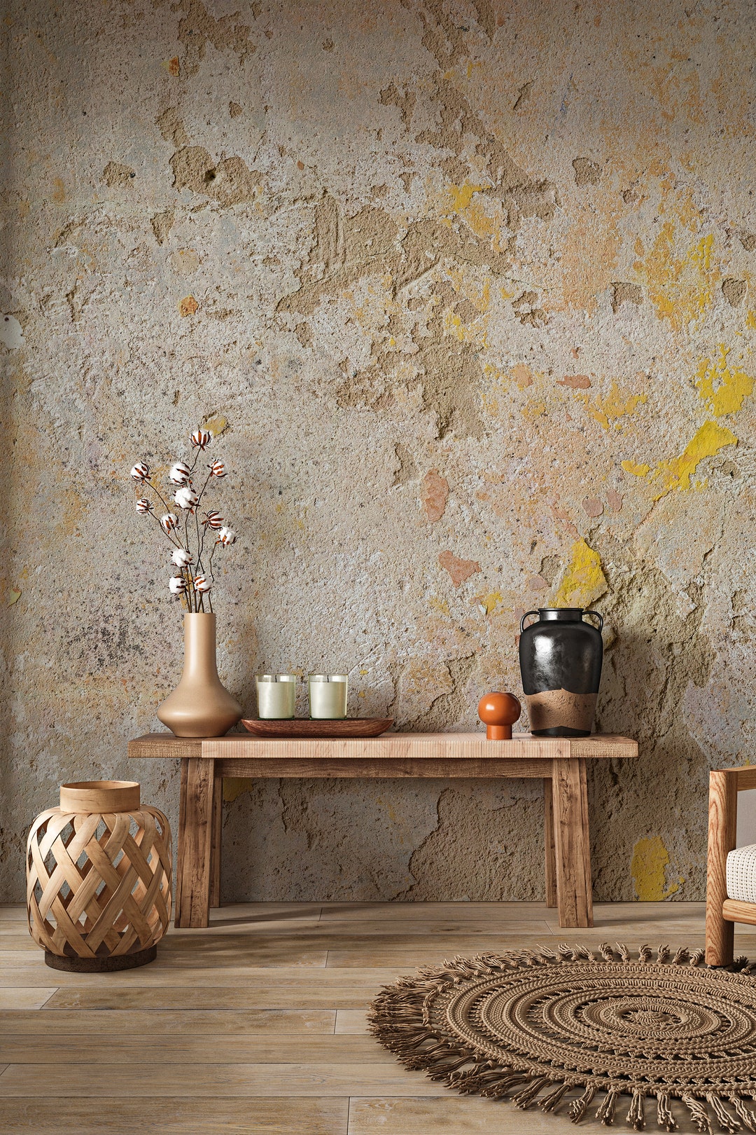 Rustic Concrete Removable Wallpaper, Beige Stone Texture - Etsy