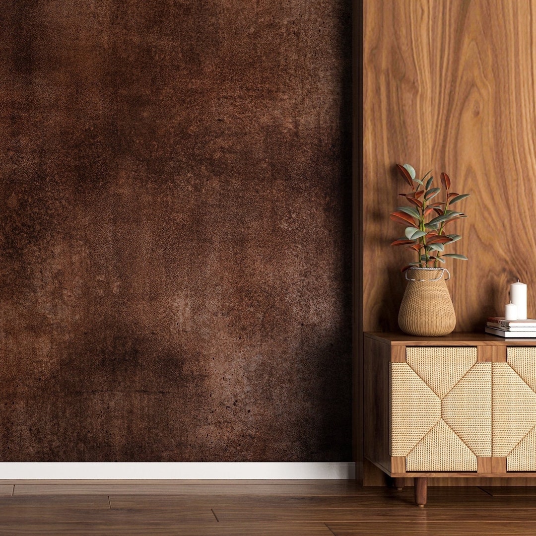 Rough Modern Texture Rusty Metal Wallpaper, Dark Brown Industrial Style ...